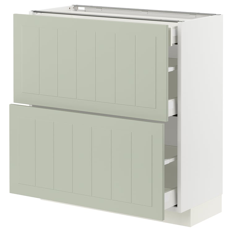 METOD / MAXIMERA base cab with 2 fronts/3 drawers, white/Stensund light ...