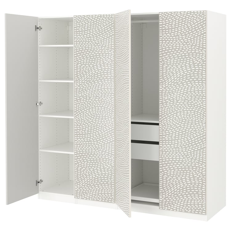 PAX / MISTUDDEN wardrobe combination, white/grey patterned, 200x60x201 ...