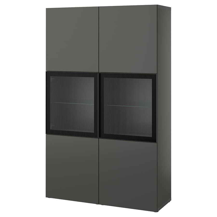 BESTÅ Vitrine, dunkelgrau Lappviken/Fällsvik anthrazit, 120x42x193 cm ...