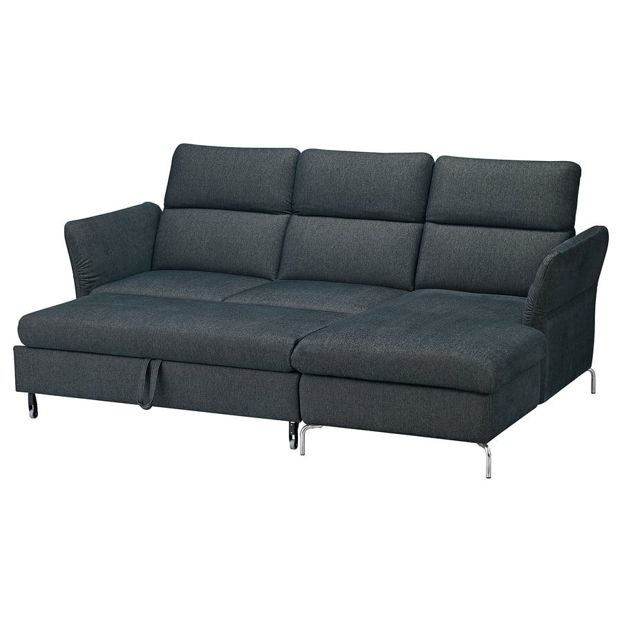 FAMMARP 3er-Bettsofa mit Récamiere, rechts Metall/Tallmyra schwarz/grau ...
