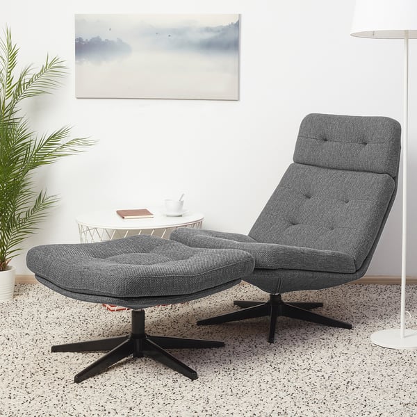 HAVBERG Sessel und Hocker, Lejde grau/schwarz - IKEA Deutschland