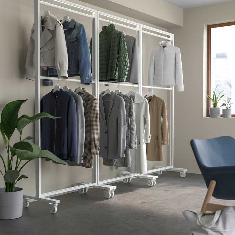 MITTZON Gestell+Rollen/Kleiderst./Ablage, weiß, 85x205 cm - IKEA Deutschland