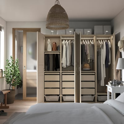 PAX / FLISBERGET Schrankkombination, graubeige/hellbeige, 200x60x201 cm ...