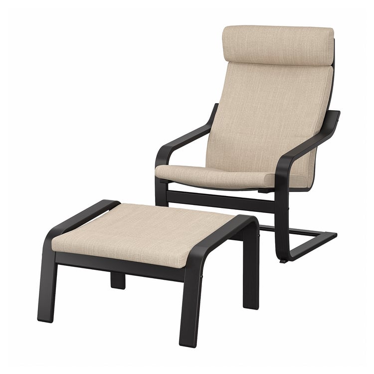 POÄNG Sessel und Hocker, schwarzbraun/Hillared beige - IKEA Deutschland