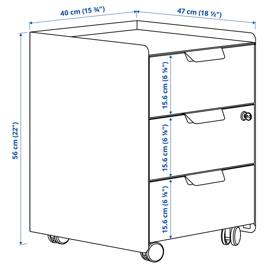 TROTTEN Rollcontainer mit 3 Schubladen, weiß - IKEA Deutschland
