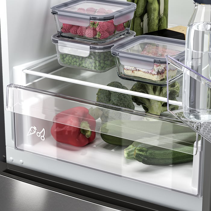 VINDÅS Kühl-/Gefrierschrank, IKEA 300 freistehend/stahlfarben, 223/120 ...