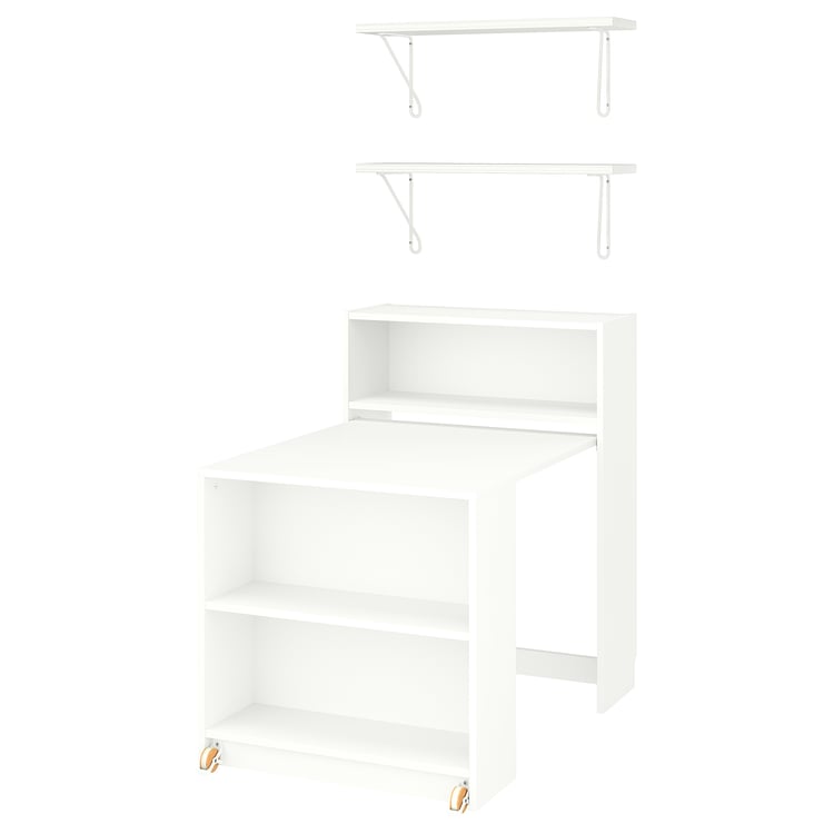 BILLY / BERGSHULT bookcase comb w foldable table, white, 80x106 cm ...