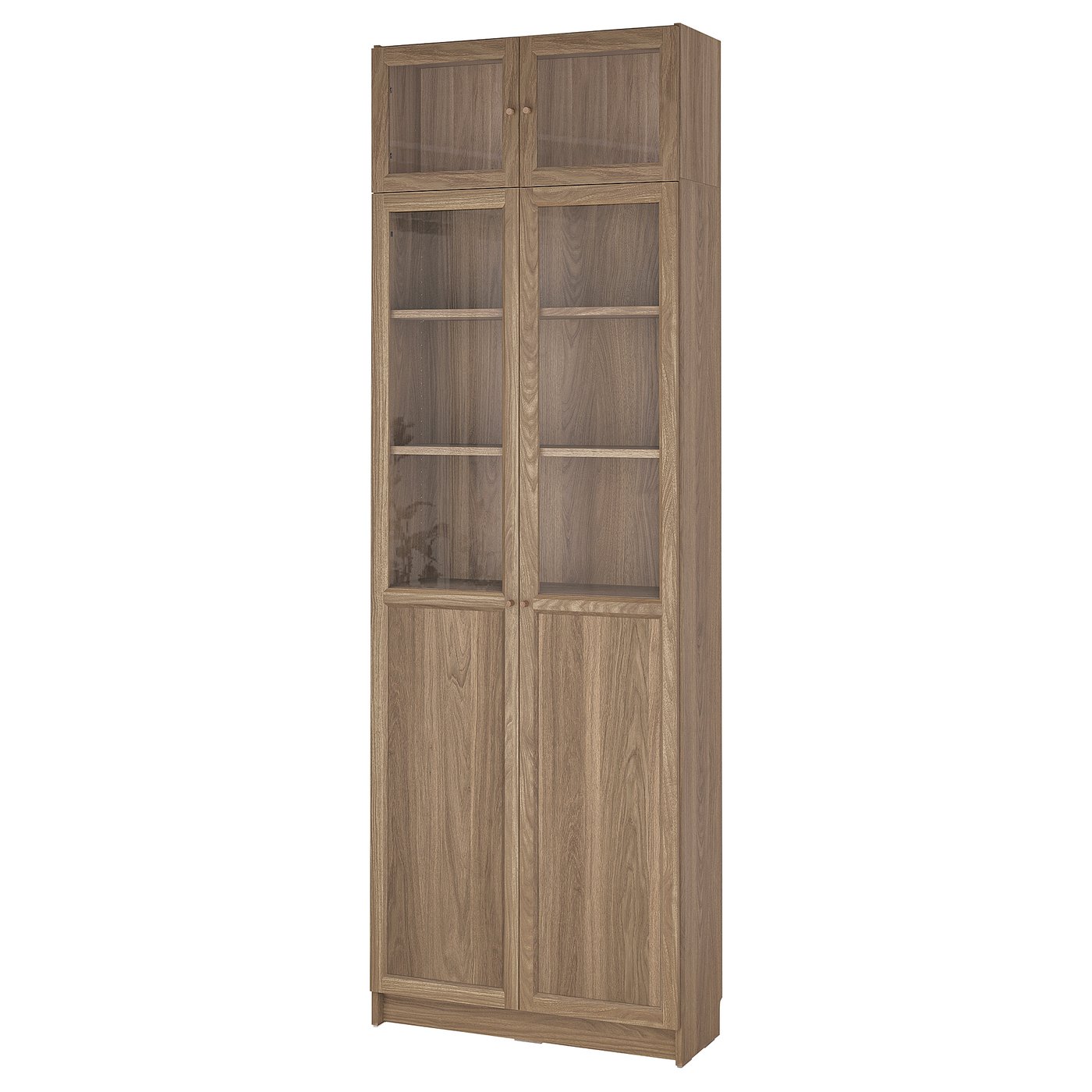 BILLY / OXBERG bookcase with glass doors, oak effect/clear glass ...