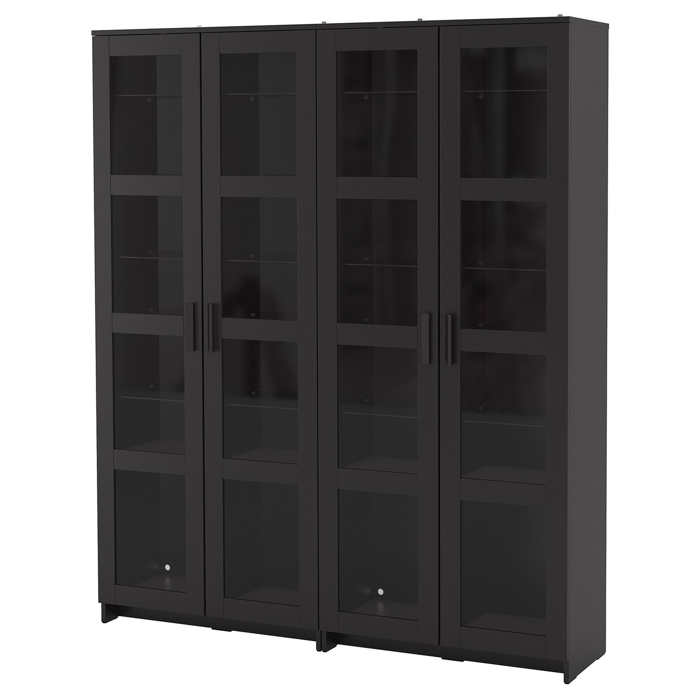 BRIMNES Storage combination w glass doors black 160x35x190 cm