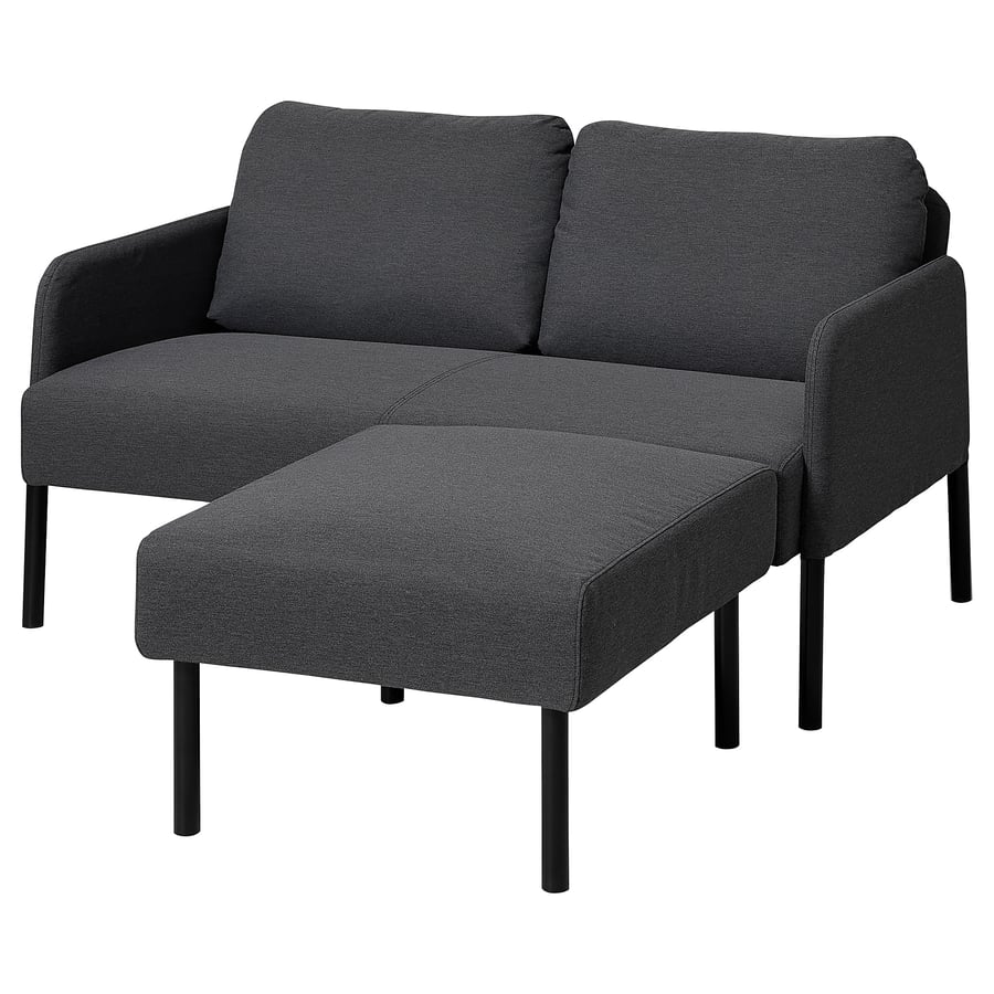 GLOSTAD 2-seat sofa with chaise longue, Knisa dark grey - IKEA Germany