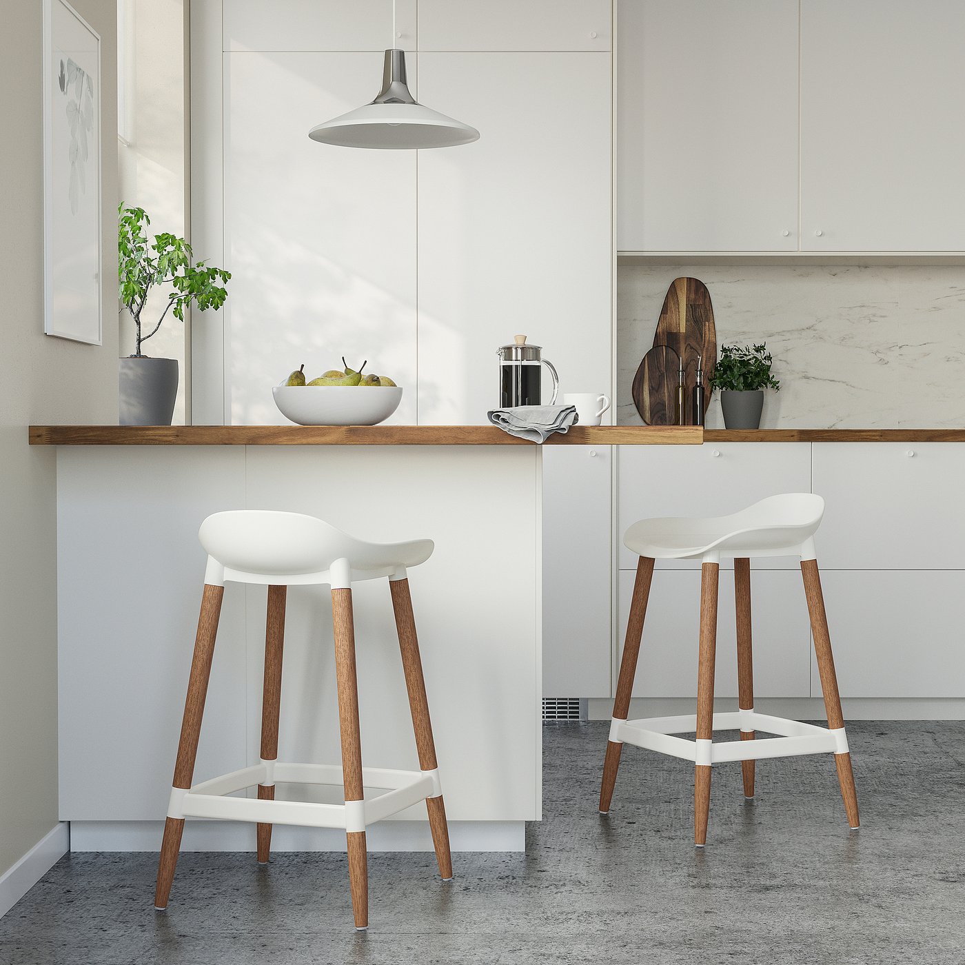 GRONSTA Bar stool white in outdoor 64 cm
