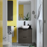 HAVBÄCK / VINDELÄLVEN wash-stnd w drawers/wash-basin, dark grey/black ...