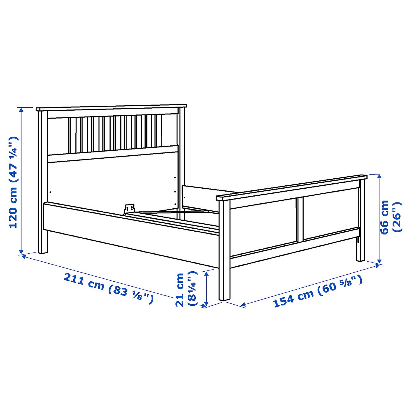 HEMNES Bed frame with mattress grey stained Akrehamn medium firm 140x200 cm
