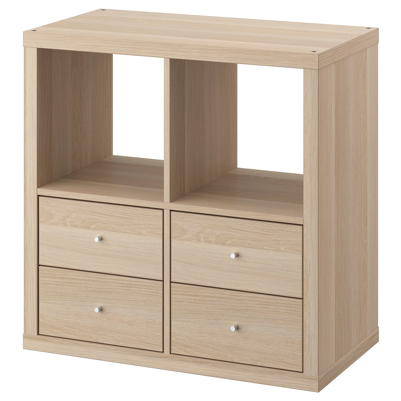 KALLAX Shelving unit with 4 drawers white stained oak effect 77x77 cm