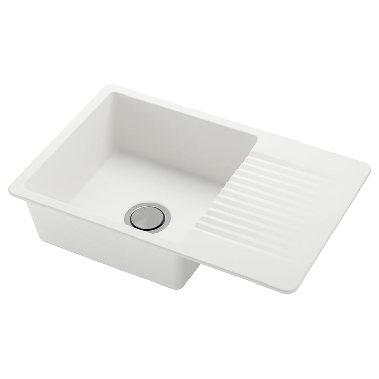 KILSVIKEN inset sink, 1 bowl with drainboard, white quartz composite ...