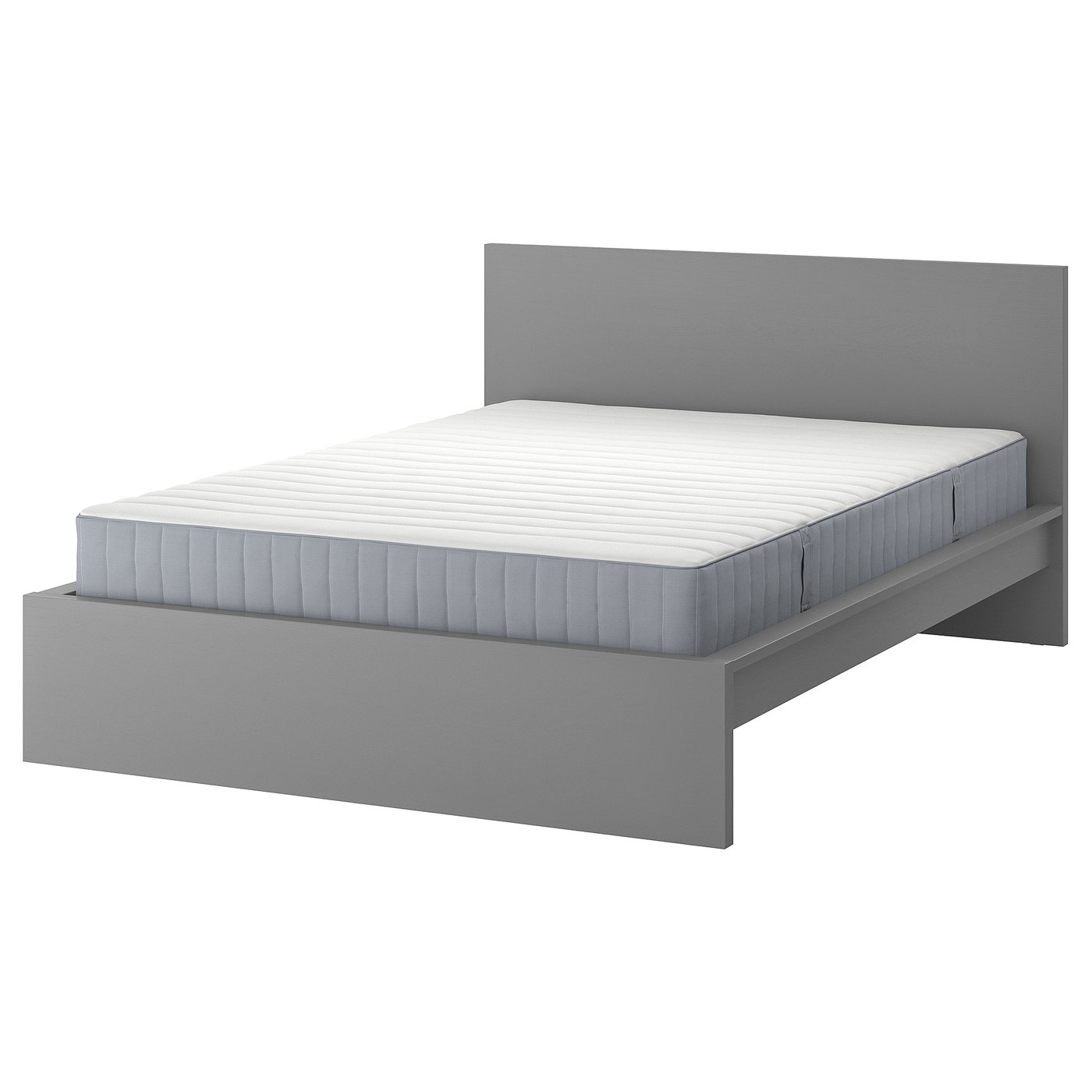 MALM bed frame with mattress, grey stained/Valevåg medium firm, 160x200 cm - IKEA Germany