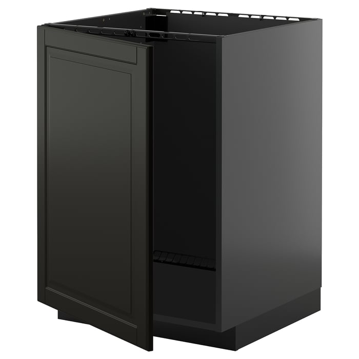 METOD base cabinet for sink, black-grey/Bodbyn black, 60x60 cm - IKEA ...