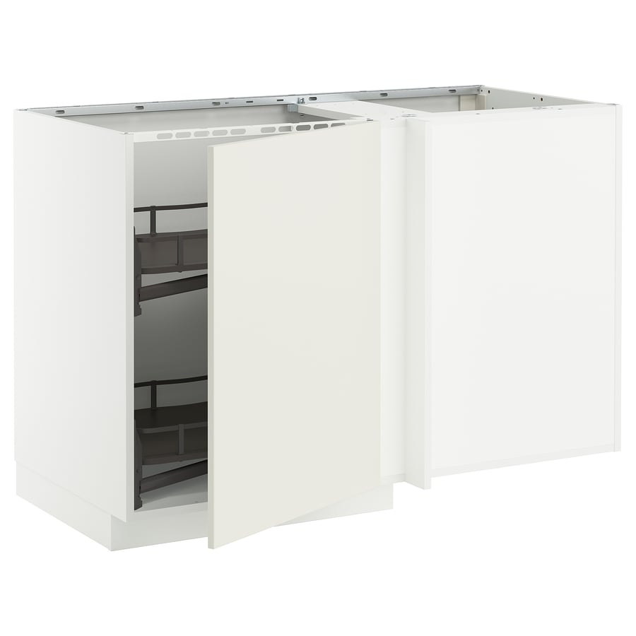 METOD corner base cab w pull-out fitting, white/Veddinge white, 128x68 ...
