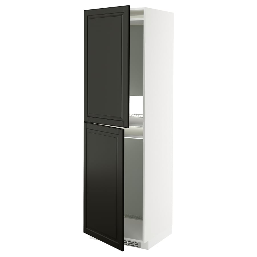 METOD high cabinet for fridge/freezer, white/Bodbyn black, 60x60x200 cm ...
