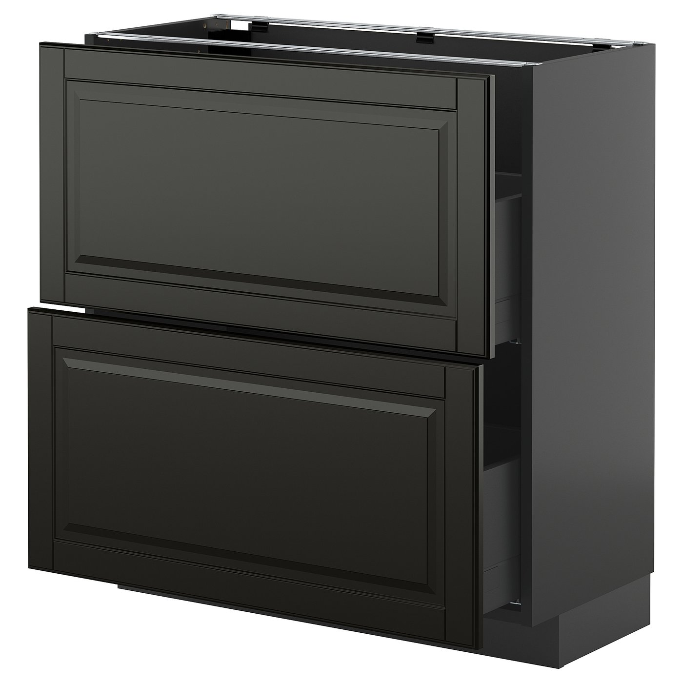 METOD / KNIVSHULT base cabinet with 2 drawers, black-grey/Bodbyn black ...