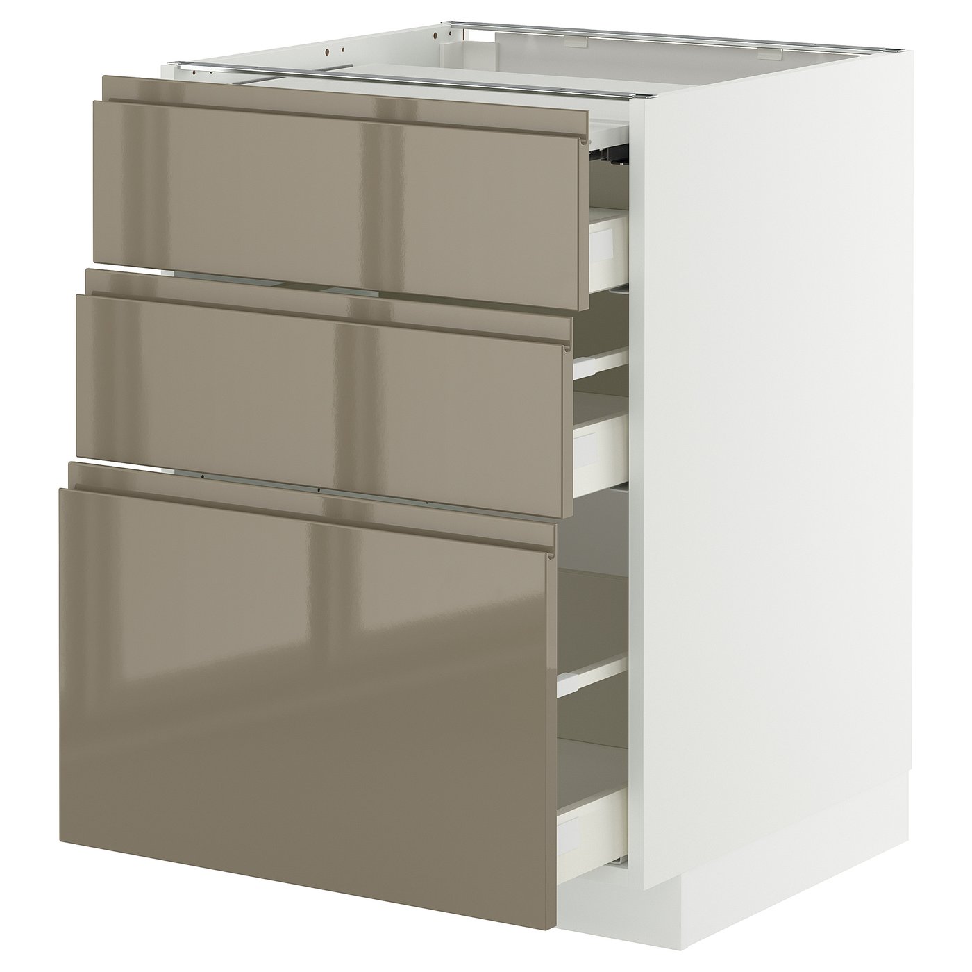 METOD / MAXIMERA bc w pull-out work surface/3drw, white/Voxtorp high ...