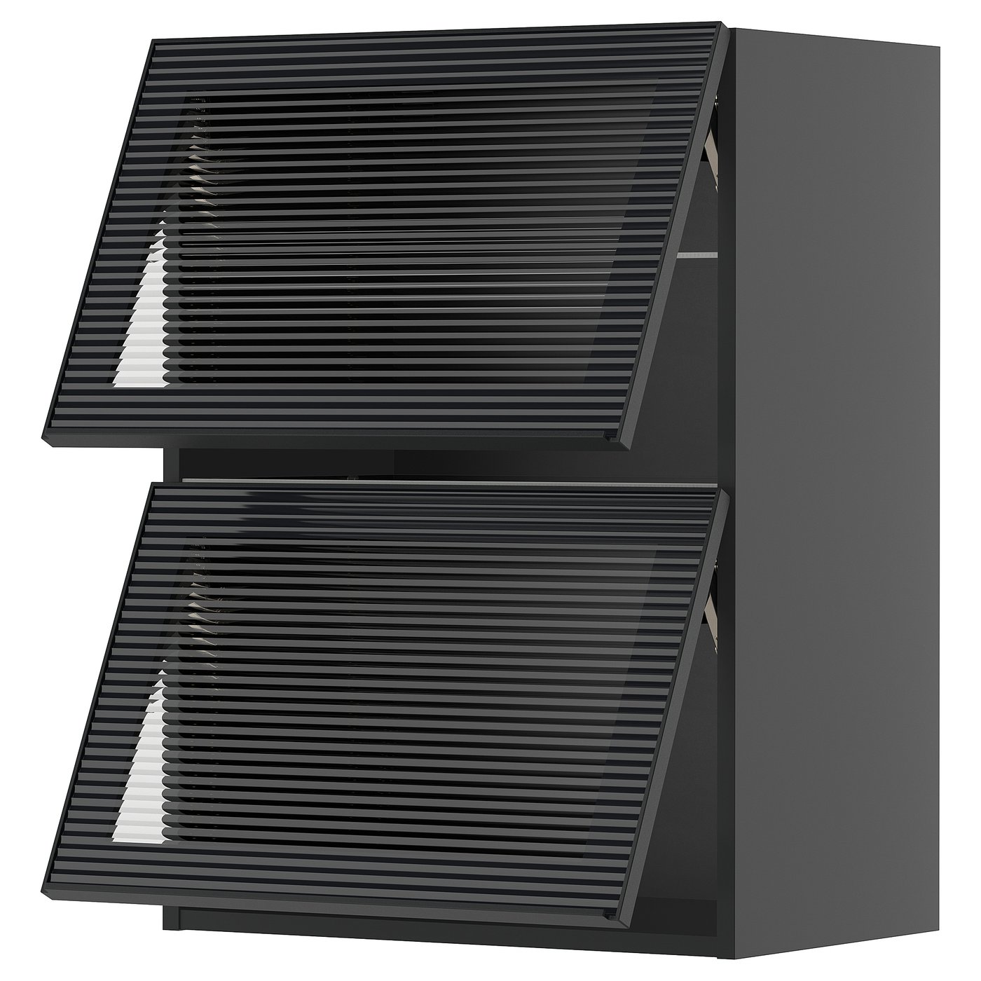 METOD wall cab horizontal w 2 glass doors, black-grey/Hejsta anthracite ...