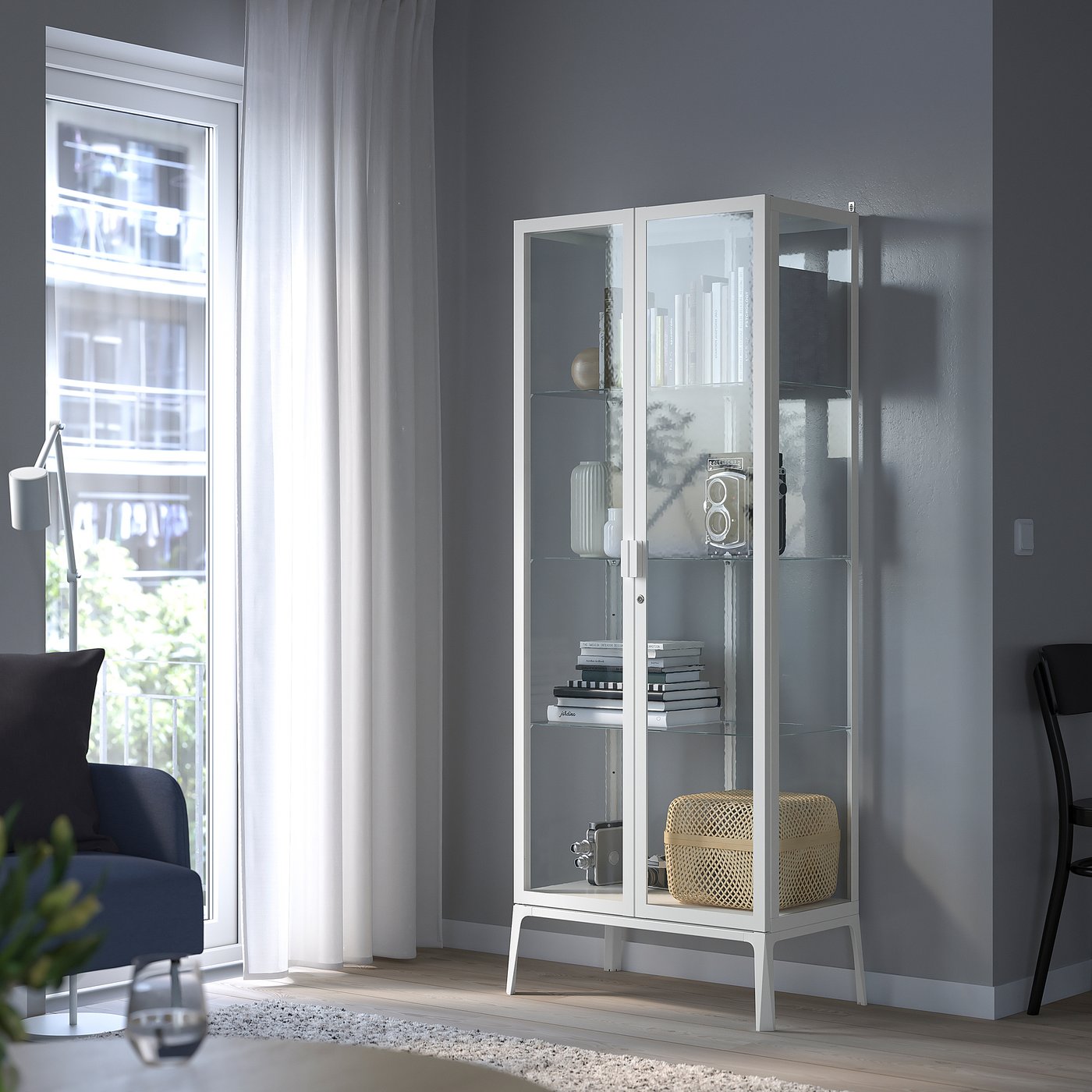 MILSBO glass door cabinet white 73x175 cm IKEA Germany