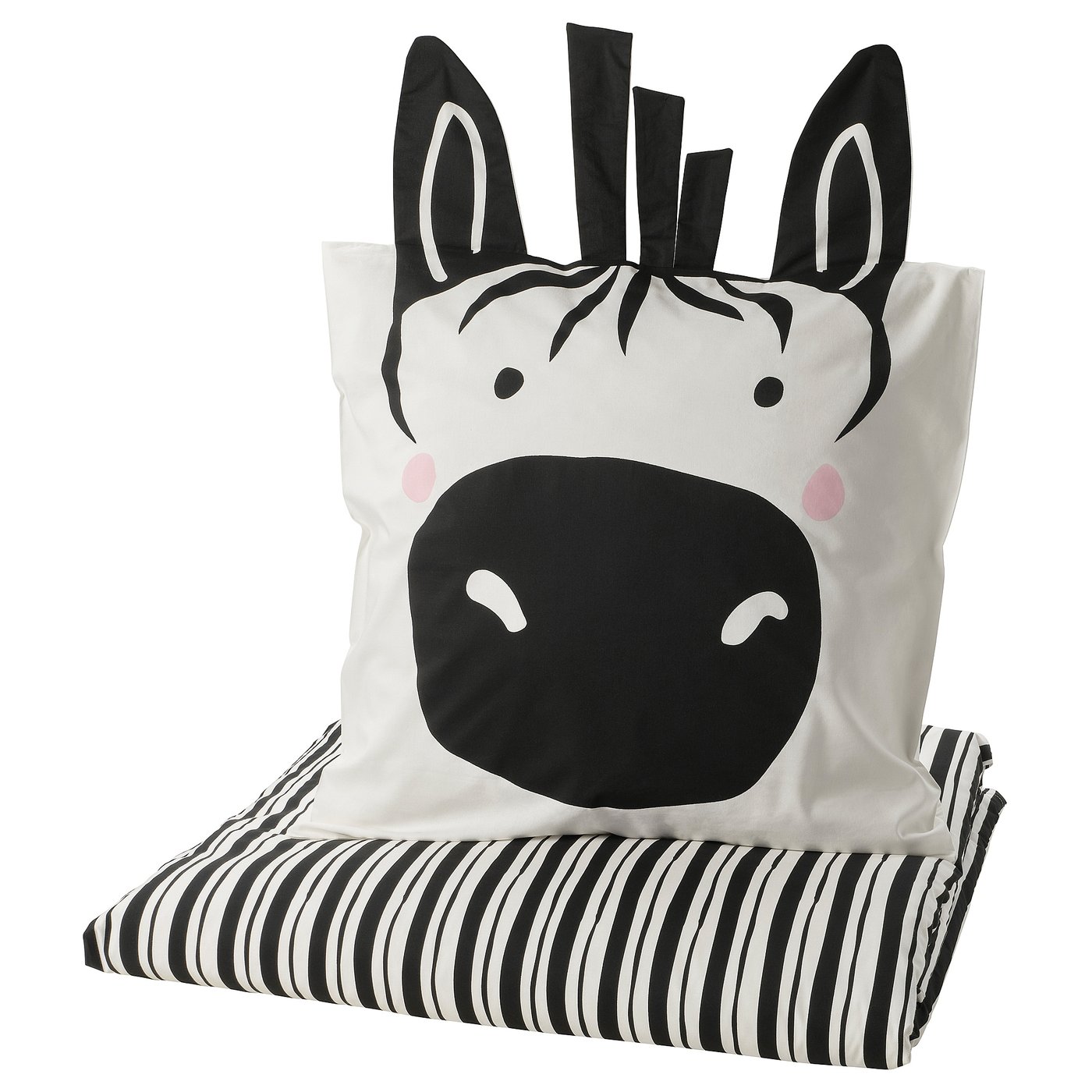 NATTHÄGER duvet cover and pillowcase, black white/zebra, 140x200/80x80 ...