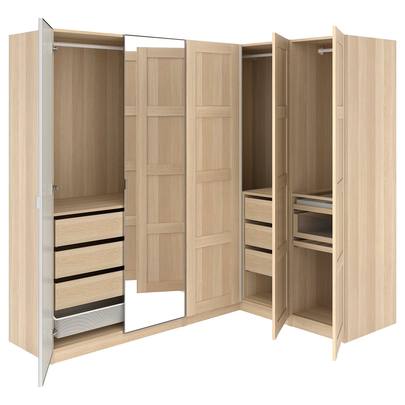 PAX / BERGSBO/ÅHEIM corner wardrobe, white stained oak effect/oak ...