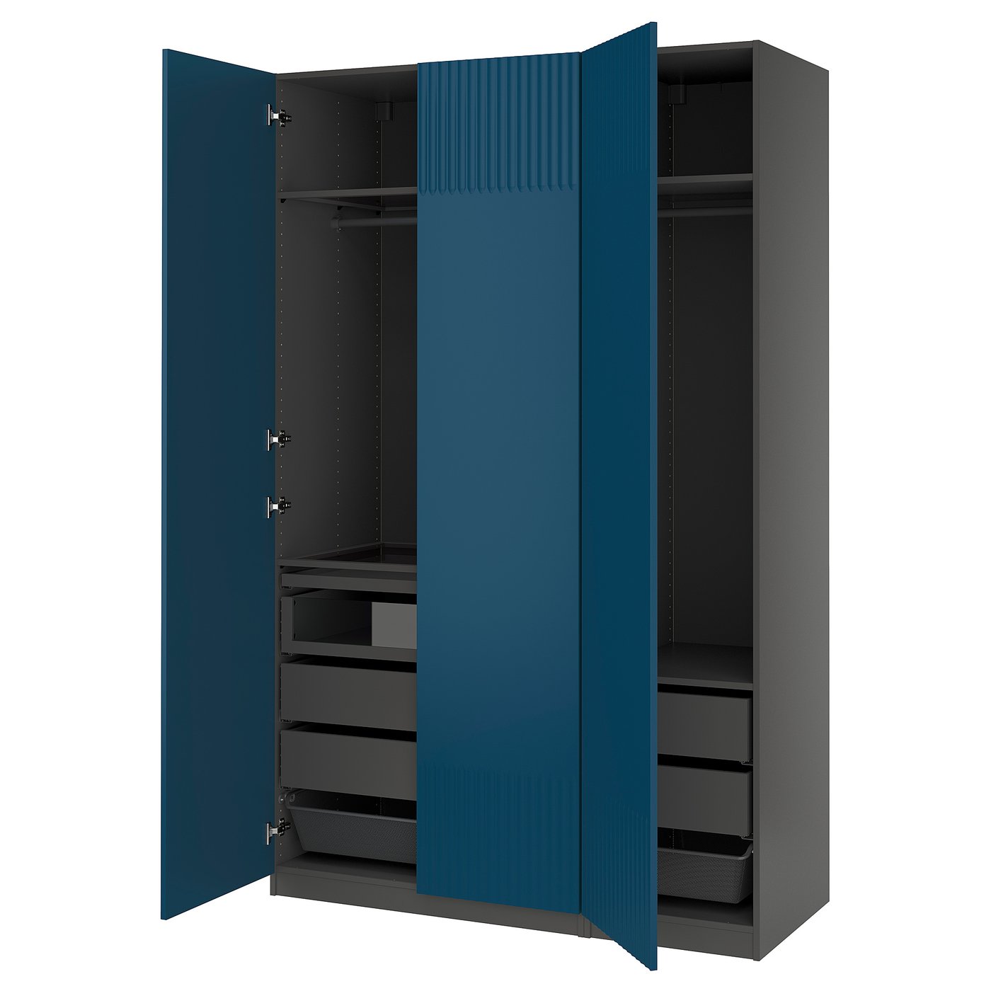 PAX / FYRUDDEN wardrobe combination, dark grey/blue, 150x60x236 cm ...