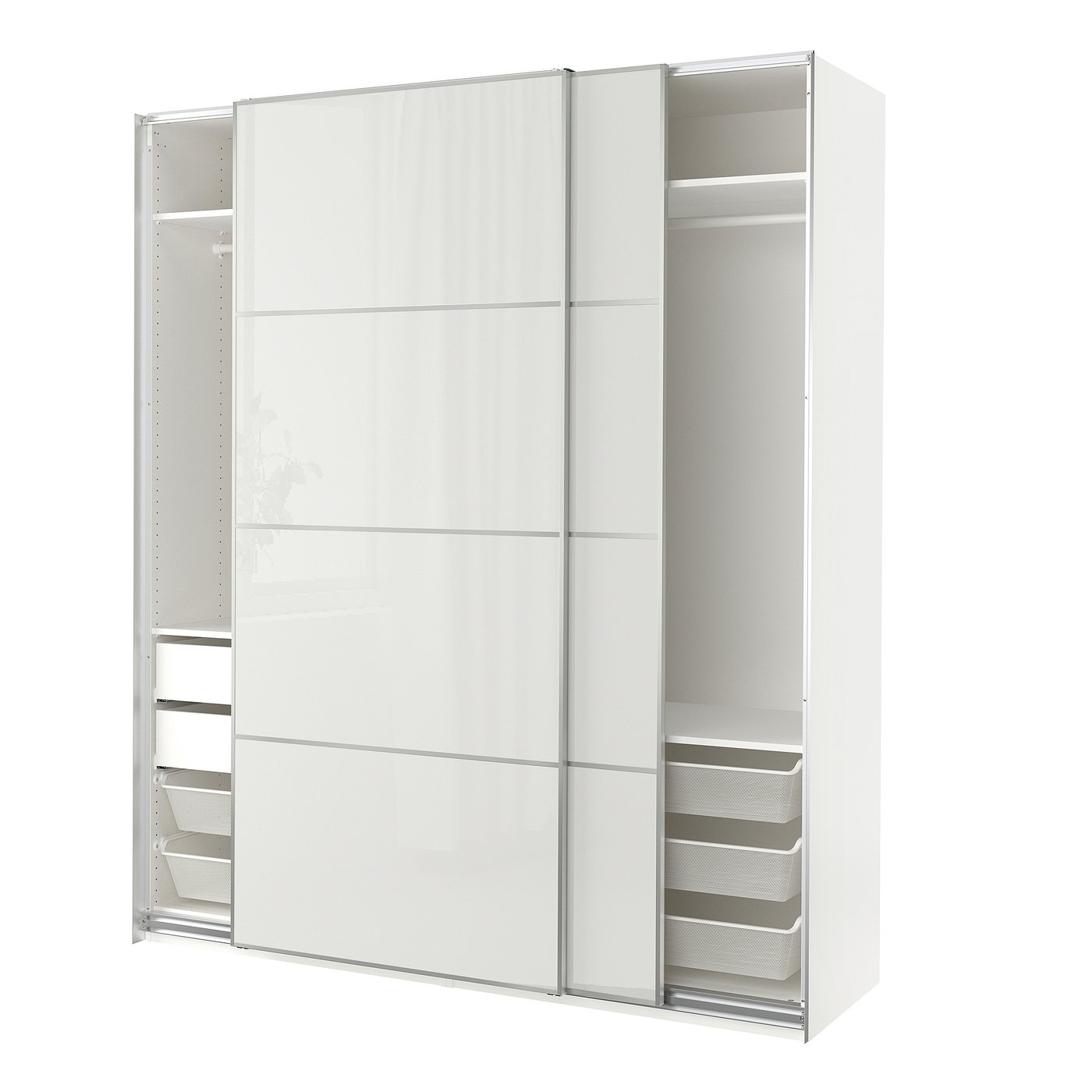 PAX HOKKSUND wardrobe combination white high gloss light grey 200x66x236 cm IKEA Germany