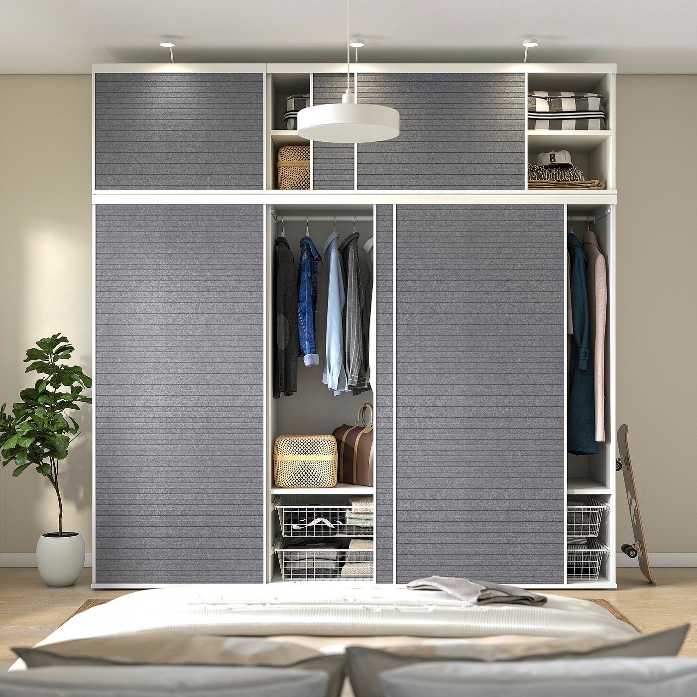 PLATSA wardrobe with 6 sliding doors white Larkollen dark grey 180x57x221 cm IKEA Germany