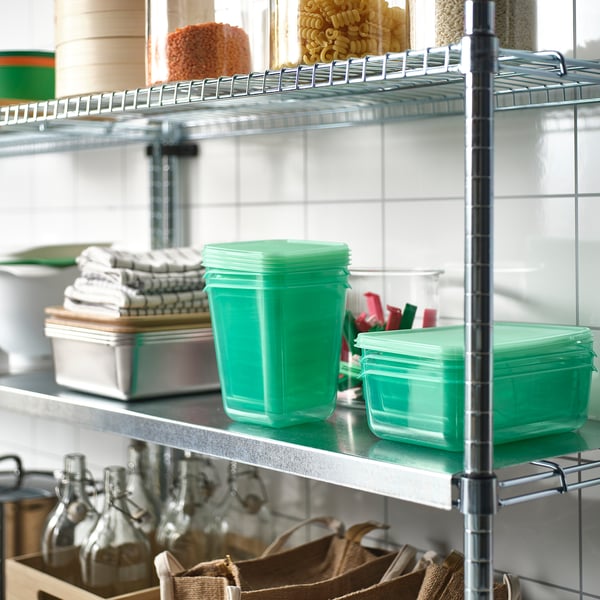 PRUTA food container with lid, set of 17, green - IKEA Germany