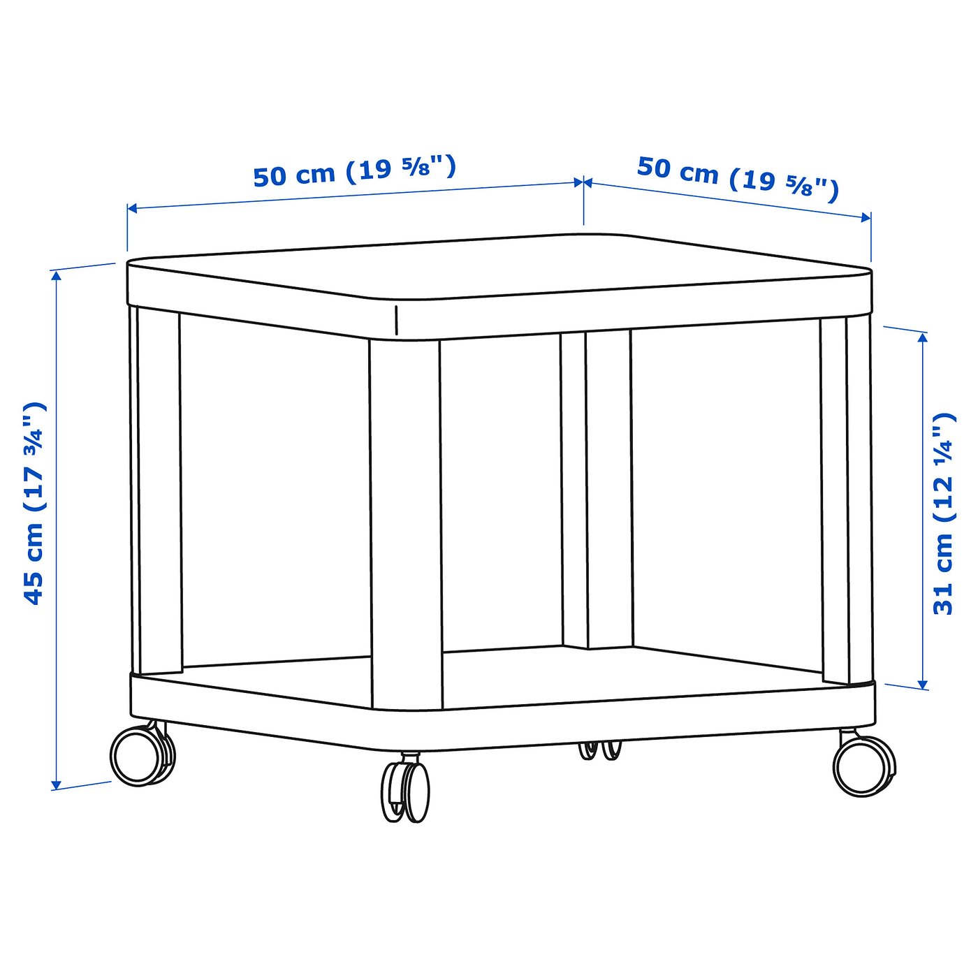 Ikea lack side table on castors store