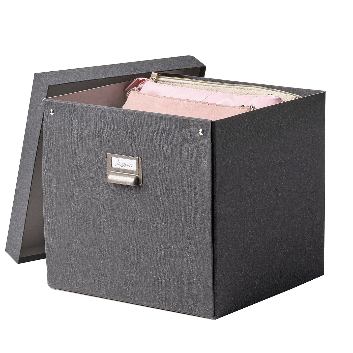 TJOG Storage box with lid dark grey 32x31x30 cm