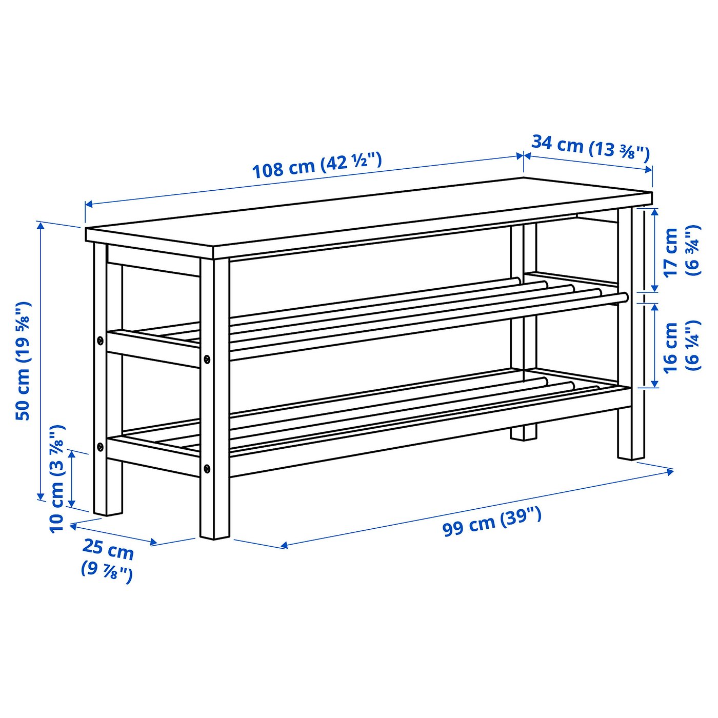 TJUSIG bench with shoe storage black 108x34x50 cm IKEA Germany