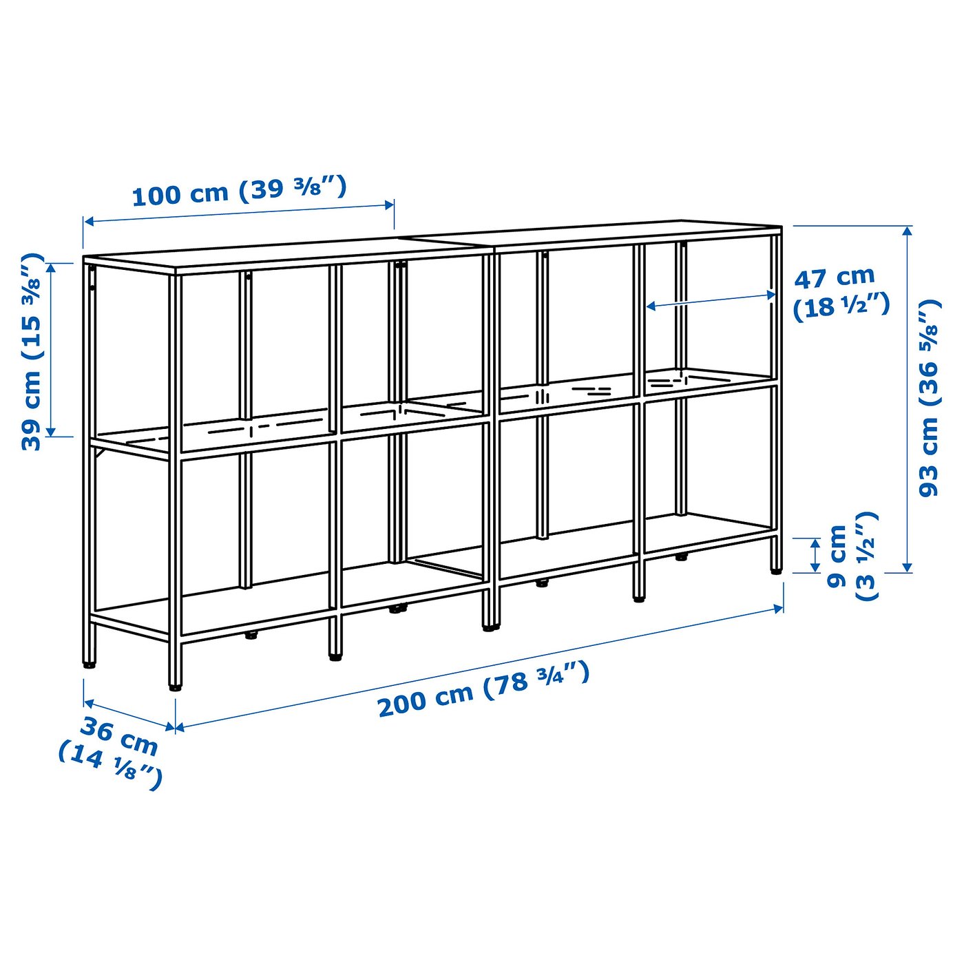 VITTSJO storage combination black brown glass 200x36x93 cm IKEA Germany