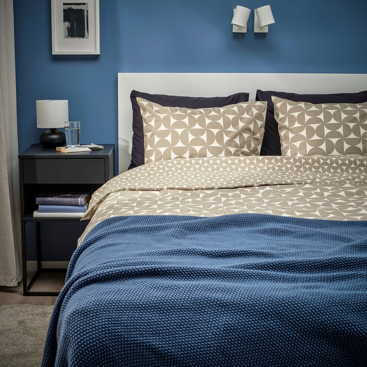 ÄNGSNEJLIKA sengetøj og 2 pudebetræk, gråbeige/råhvid, 240x220/60x70 cm ...