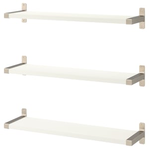 BERGSHULT / GRANHULT væghyldekombination, hvid/forniklet, 80x20 cm - IKEA