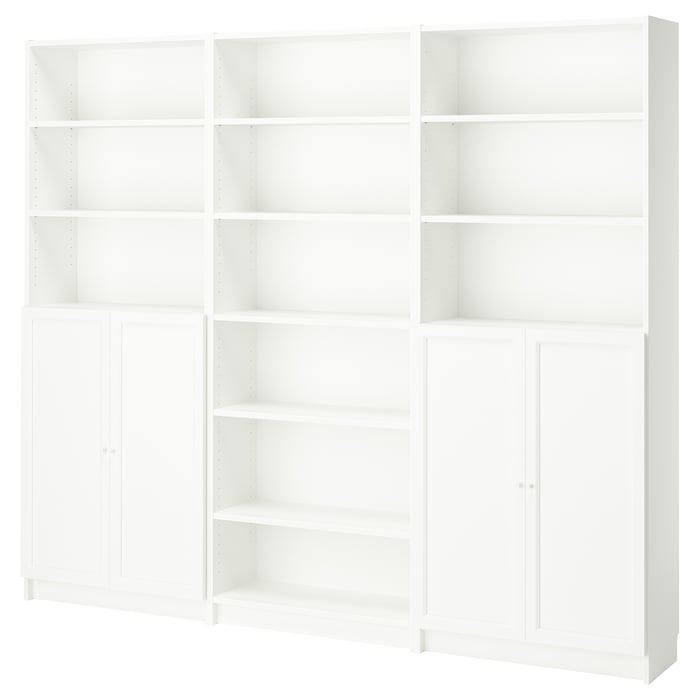 BILLY / OXBERG reol kombination med låger, hvid, 240x30x202 cm - IKEA