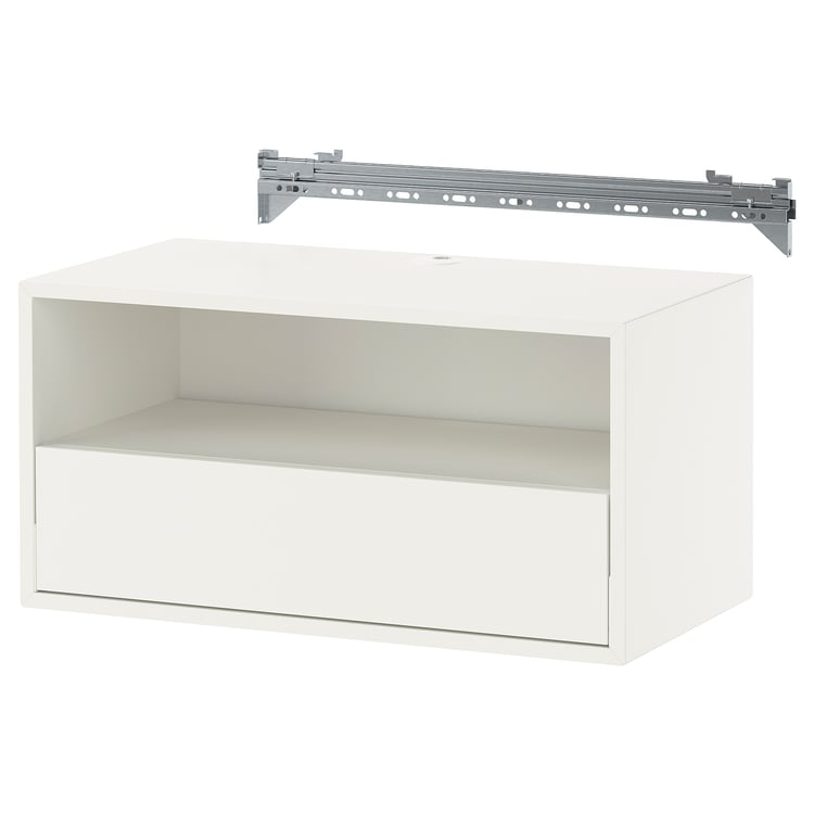 EKET vægmonteret mediehylde med skinne, hvid, 70x35x35 cm - IKEA