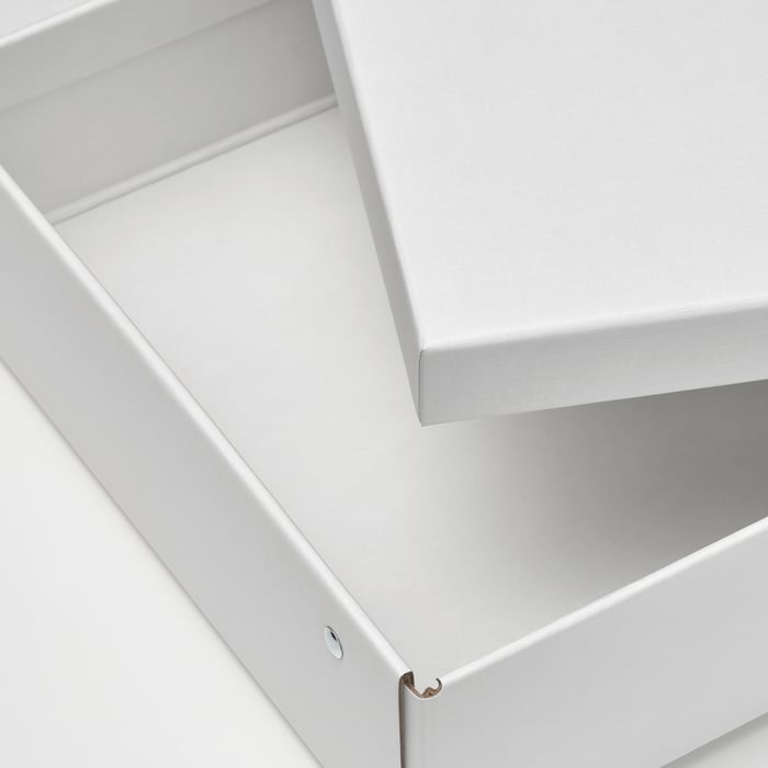 FJÄDERHARV kasse med låg, hvid, 25x35x8 cm - IKEA