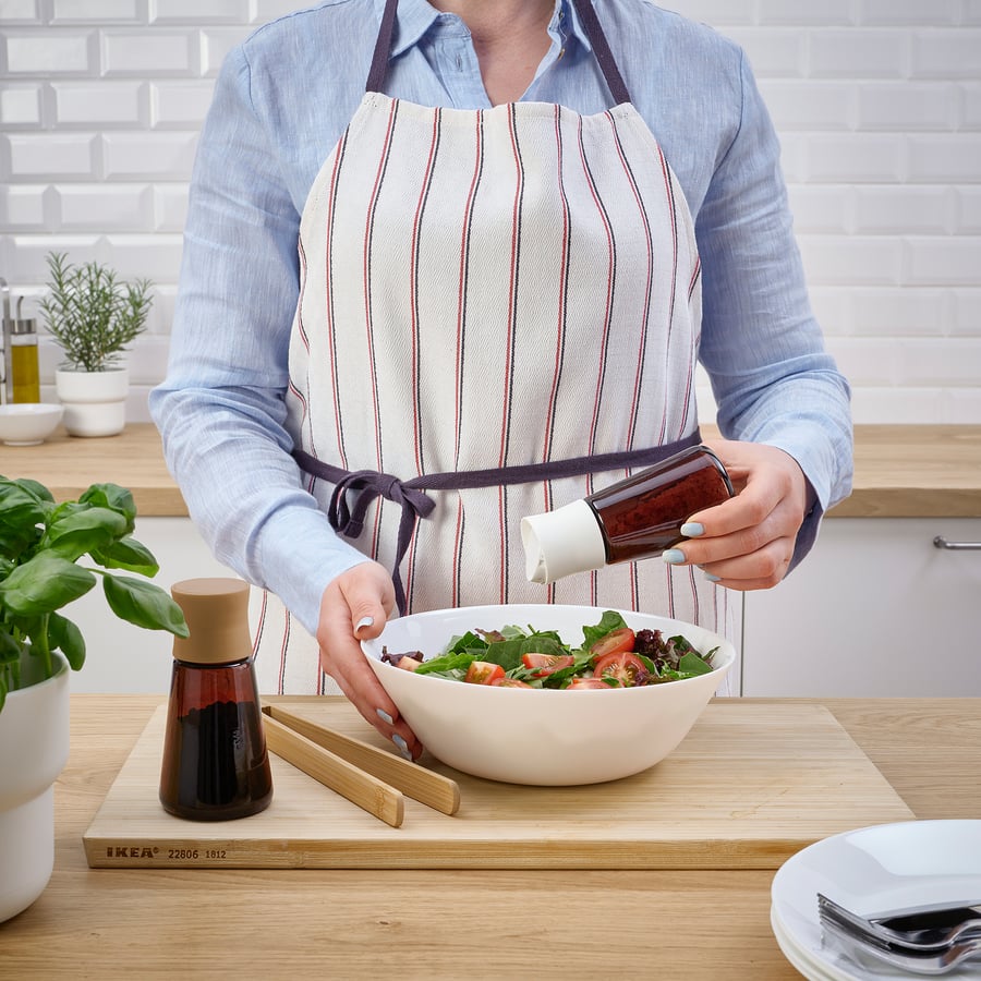 HALVTOM Salt/peberdåse, glas/brun, 12 cm - IKEA