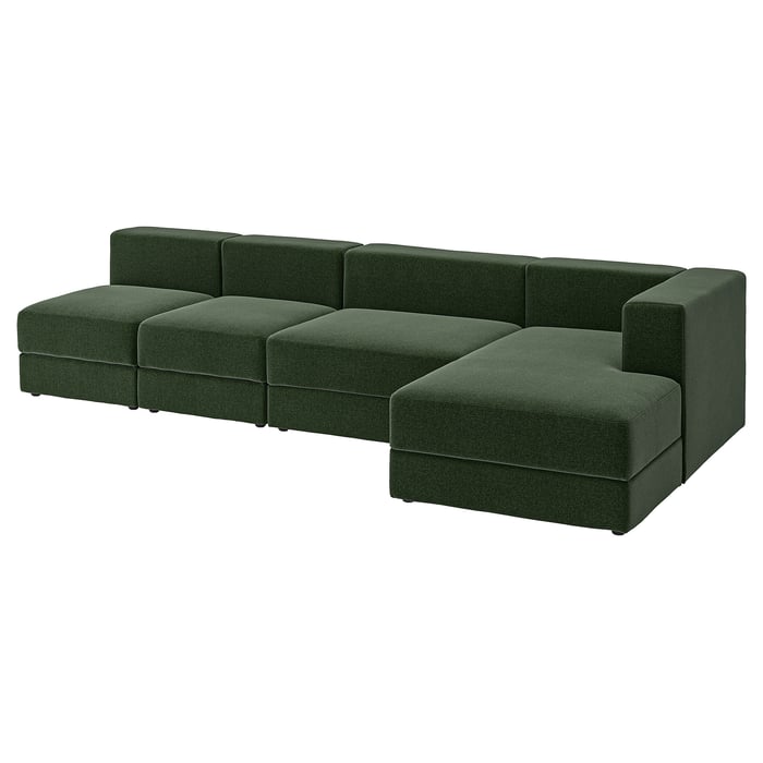 JÄTTEBO 4,5-pers. modulsofa m chaiselong, højre/Johanneshov mørkegrøn ...