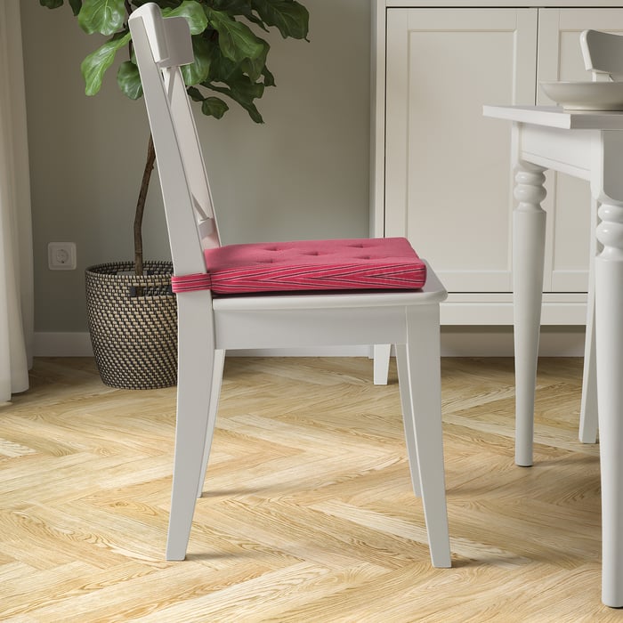 JUSTINA stolehynde, rød grå/stribemønster, 42/35x40x4 cm - IKEA