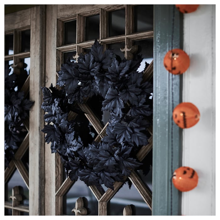 KUSTFYR kunstig krans, indendørs/udendørs sort, 60 cm - IKEA