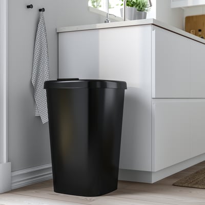 LÖVKVAST spand med låg, sort, 50 l - IKEA