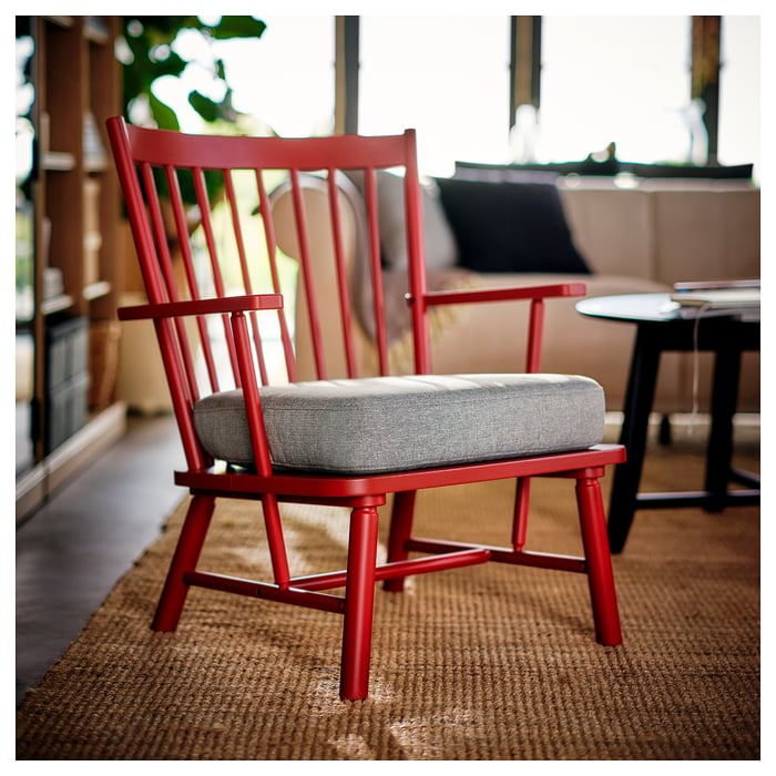 PERSBOL lænestol, rødbrun/Tibbleby beige/grå - IKEA
