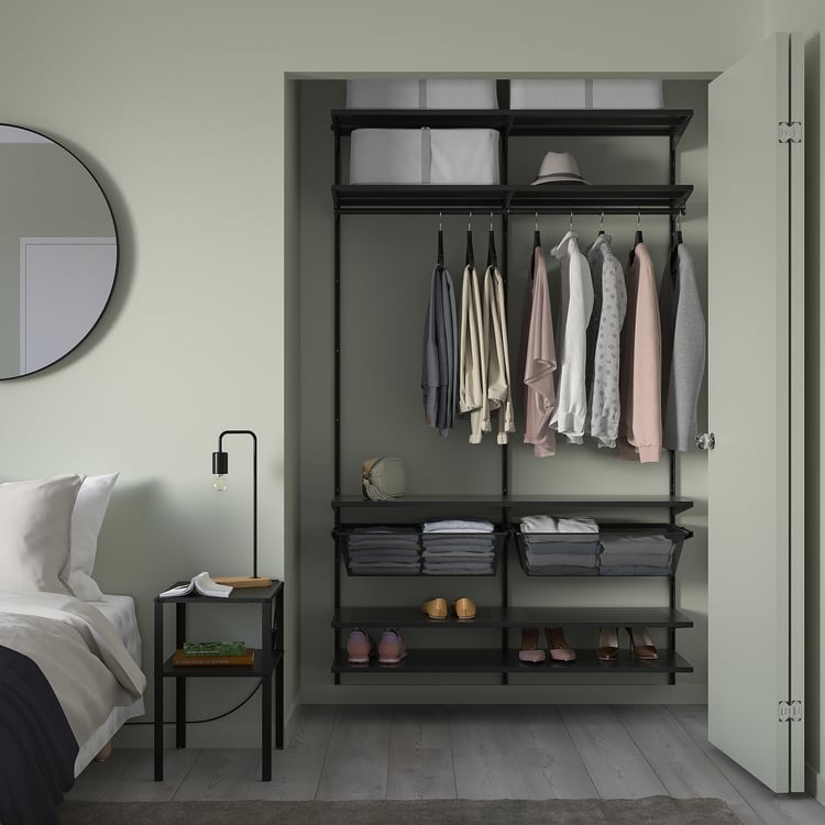 BOAXEL wardrobe combination, anthracite/metal, 125x40x201 cm - IKEA Estonia