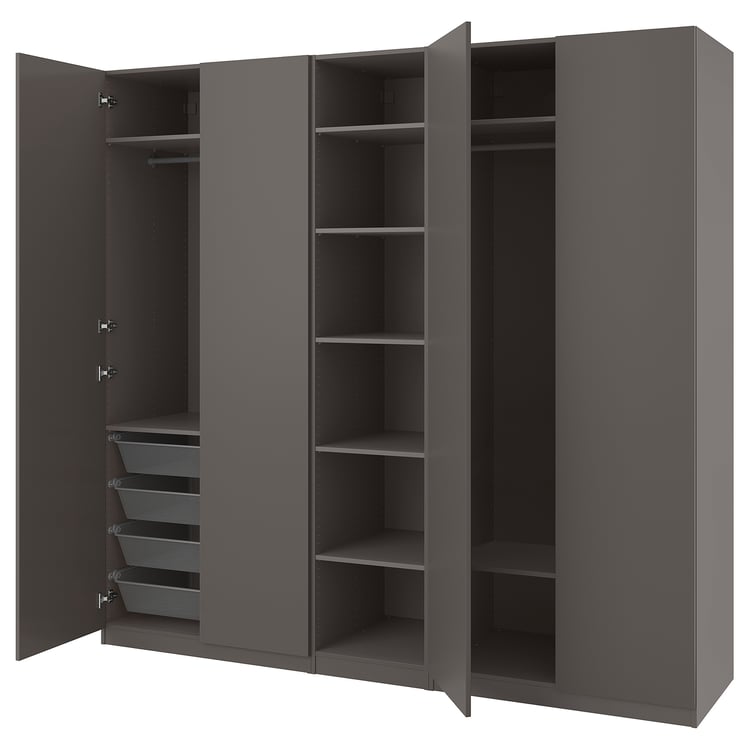 PAX / FORSAND wardrobe, dark grey/dark grey, 250x60x236 cm - IKEA Estonia